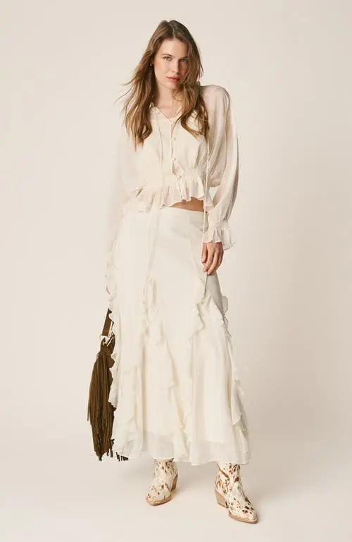 ALMA EN PENA Semi-transparent Ruffled Blouse - Ice