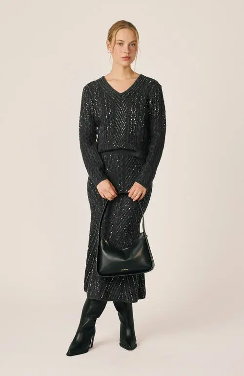 ALMA EN PENA Knitted Midi Skirt With Rhinestones
