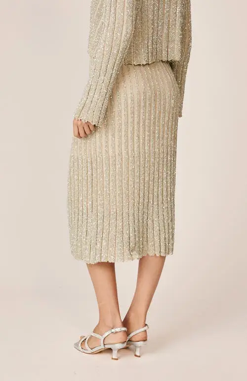 ALMA EN PENA Ribbed Midi Skirt With Sequins