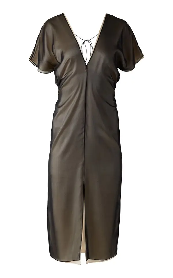 KATE HUNDLEY Exclusive Split Panel Silk Midi Dress