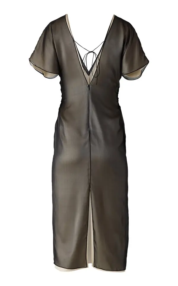 KATE HUNDLEY Exclusive Split Panel Silk Midi Dress