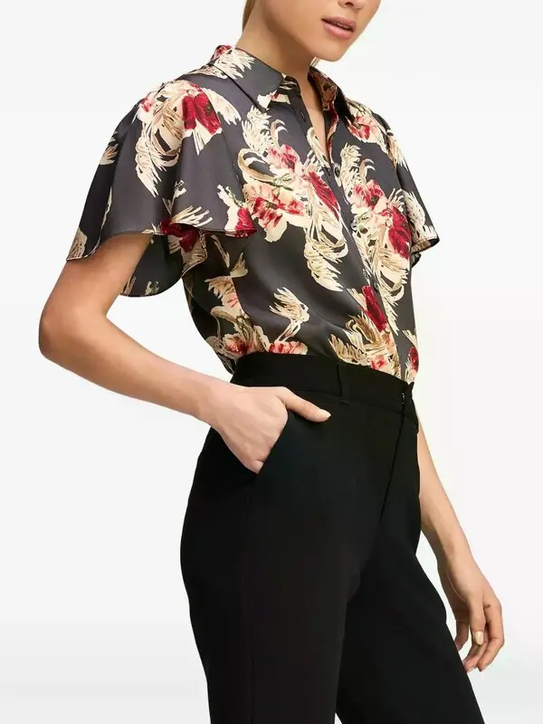 Cinq À Sept Fiona Floral-print Flutter-sleeve Shirt