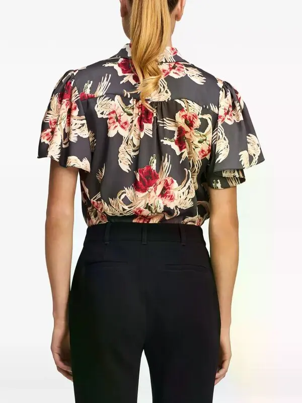 Cinq À Sept Fiona Floral-print Flutter-sleeve Shirt