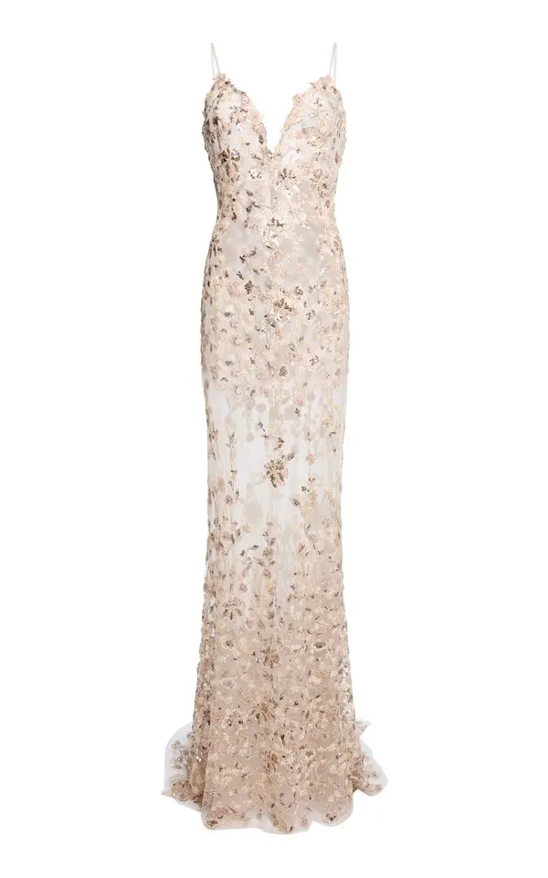 Zuhair Murad Floral-embroidered Maxi Dress