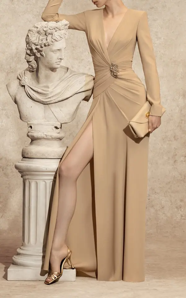 Zuhair Murad Long-sleeved Wrap Maxi Dress