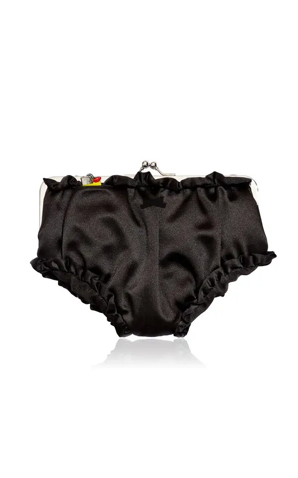 Edie Parker Undies Satin Clutch - Black