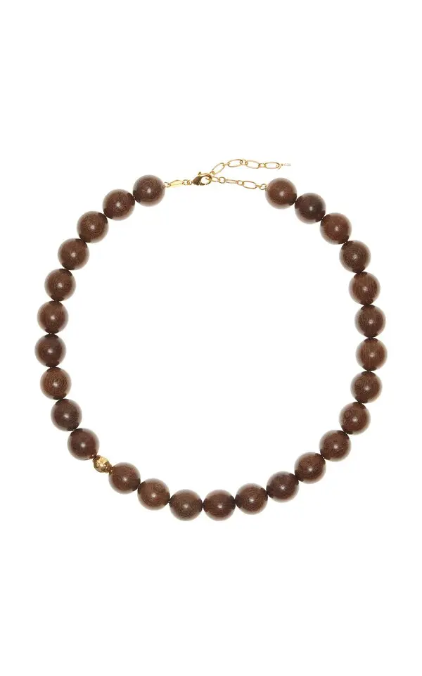 Anni Lu Nomadica Wood And Pearl Necklace - Brown