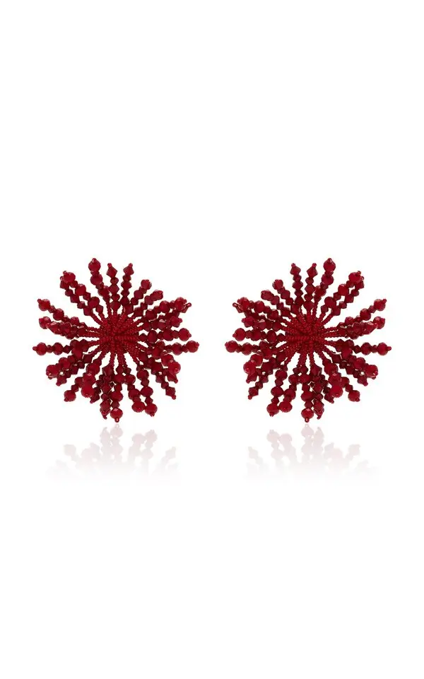JENNIFER BEHR Tania Gold-tone Glass Earrings - Red