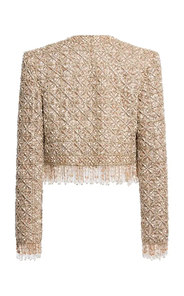 Zuhair Murad Embroidered Cropped Jacket - Tan