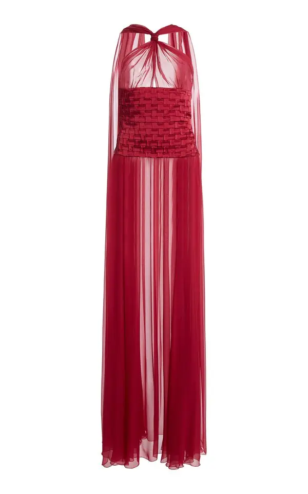 Zuhair Murad Braided-corset Silk-chiffon Maxi Dress