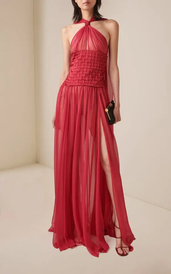 Zuhair Murad Braided-corset Silk-chiffon Maxi Dress