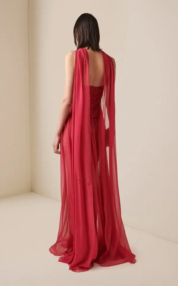 Zuhair Murad Braided-corset Silk-chiffon Maxi Dress