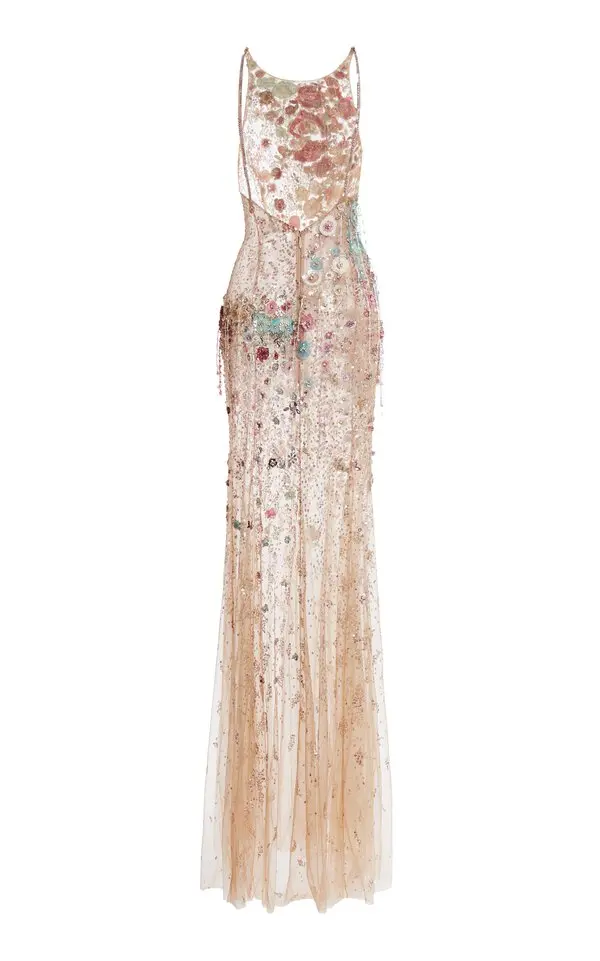Zuhair Murad Bead Embroidered Maxi Dress - Multi