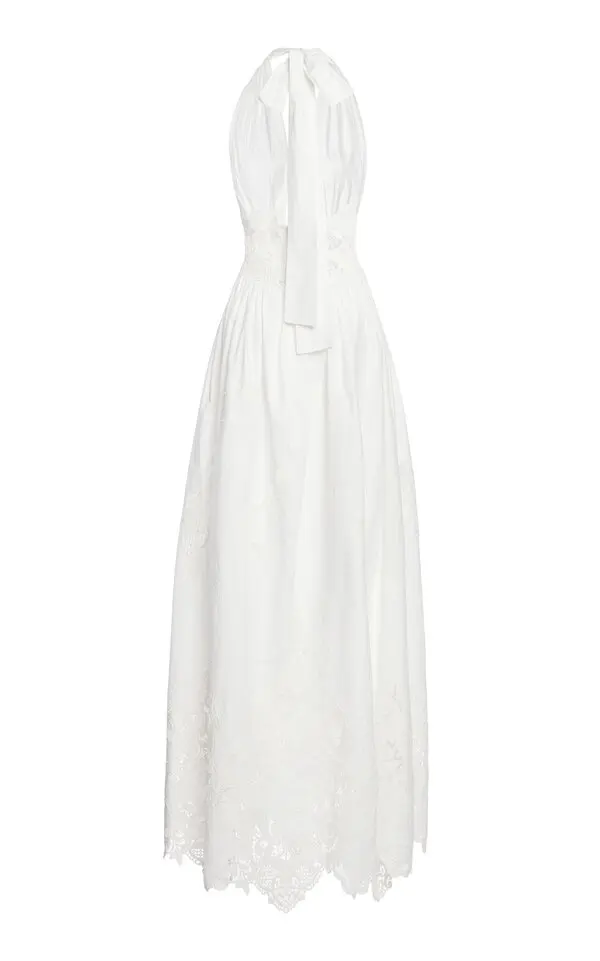 Zuhair Murad Lace-insert Cotton Maxi Dress