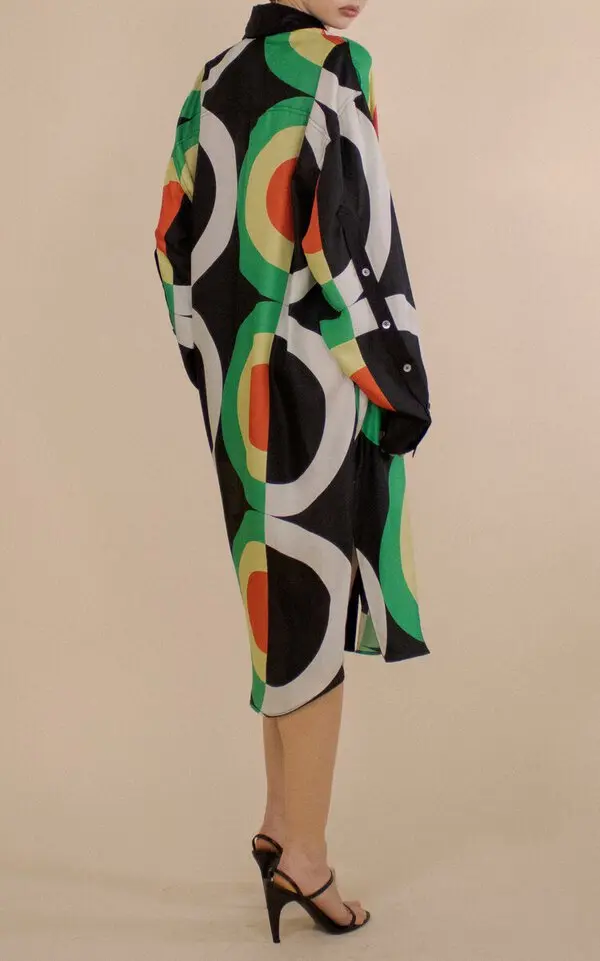 Christopher John Rogers Solna Dot Oversized Silk Midi Shirtdress