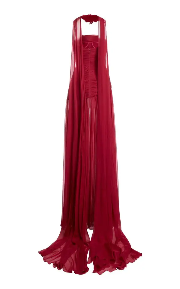 Zuhair Murad Bead-embellished Silk-chiffon Maxi Dress