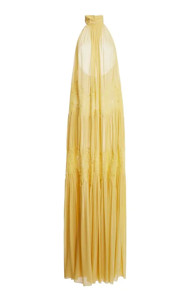 Zuhair Murad Halter Top Silk Maxi Dress