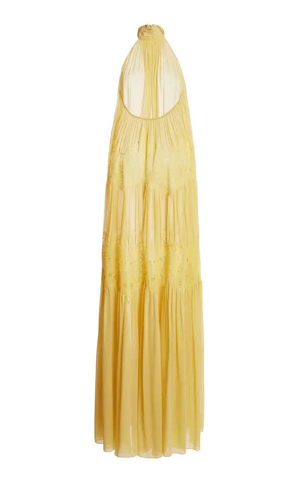 Zuhair Murad Halter Top Silk Maxi Dress