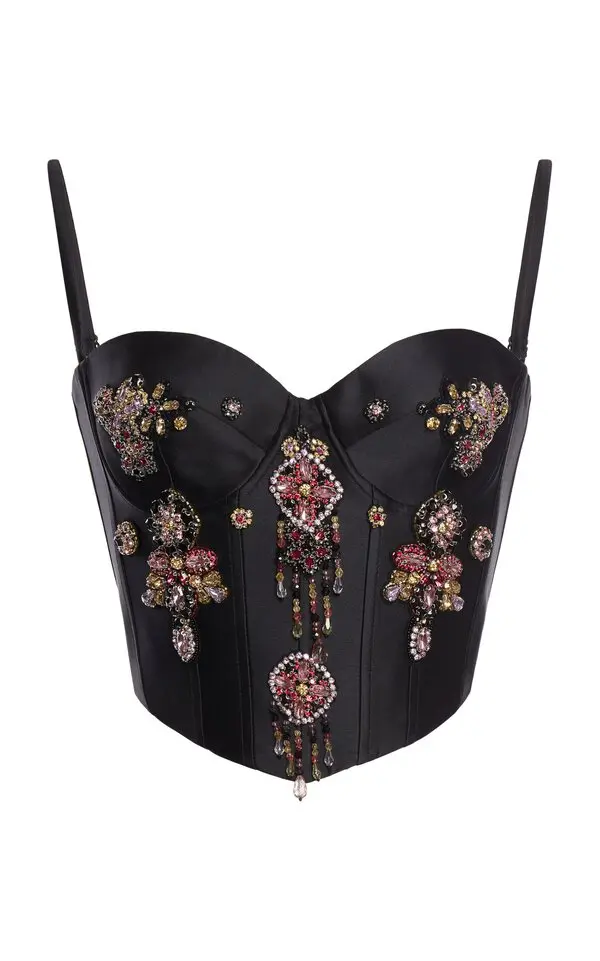 Zuhair Murad Bead Embroidered Mikado Top