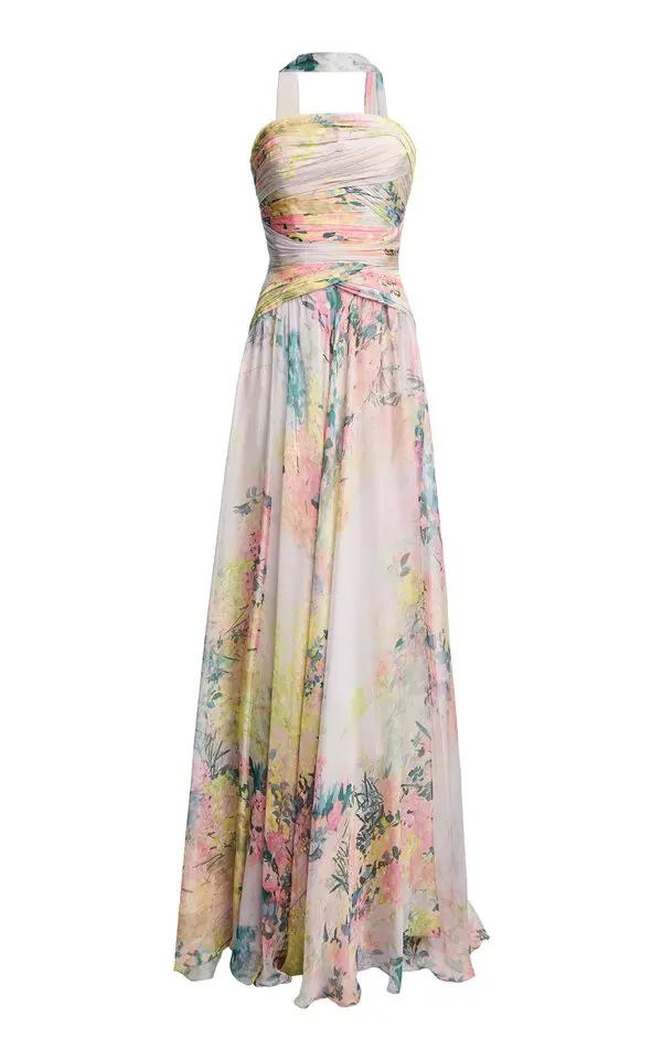 Zuhair Murad Floral- Silk-charmeuse Maxi Dress