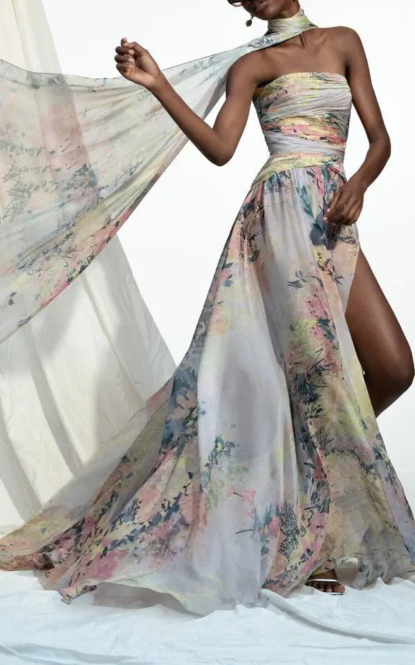 Zuhair Murad Floral- Silk-charmeuse Maxi Dress