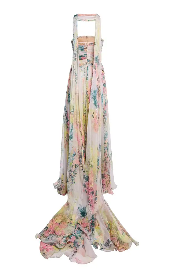 Zuhair Murad Floral- Silk-charmeuse Maxi Dress