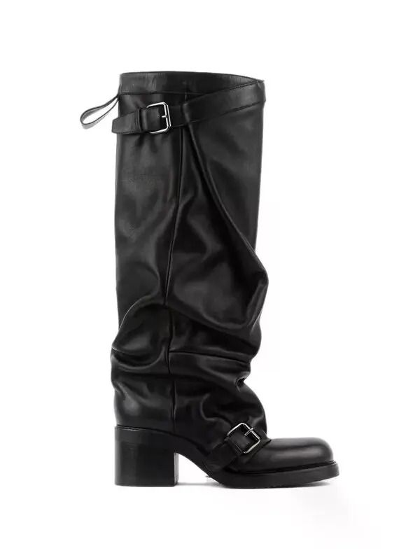 Elena Iachi Buckle-detail Slouched Biker Boots
