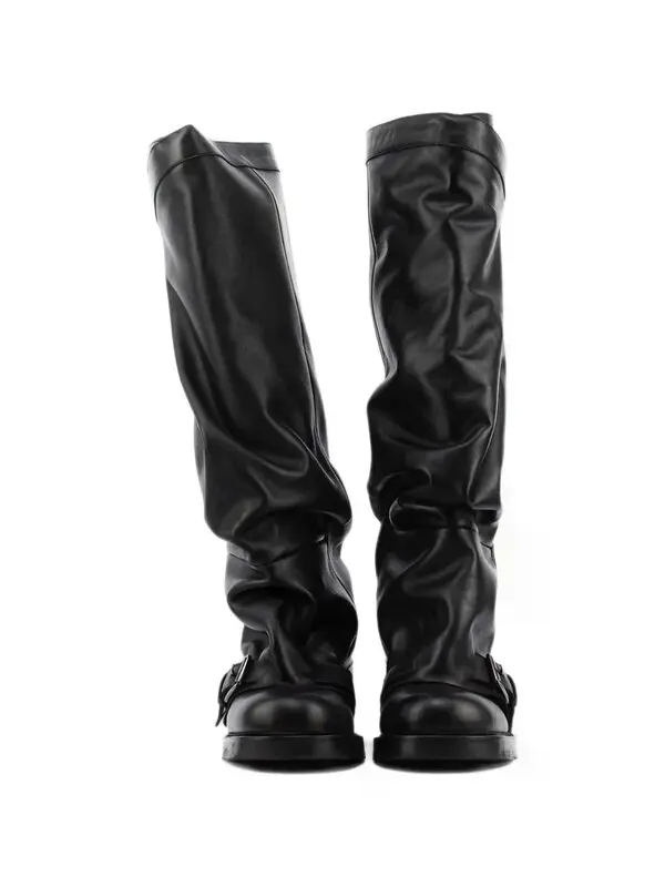 Elena Iachi Buckle-detail Slouched Biker Boots
