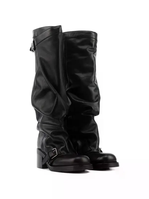 Elena Iachi Buckle-detail Slouched Biker Boots