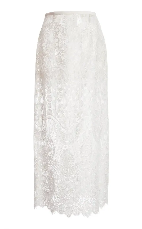 Zuhair Murad Beaded Lace Midi Skirt