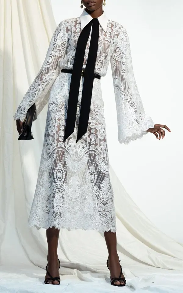 Zuhair Murad Beaded Lace Midi Skirt