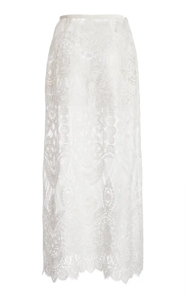 Zuhair Murad Beaded Lace Midi Skirt