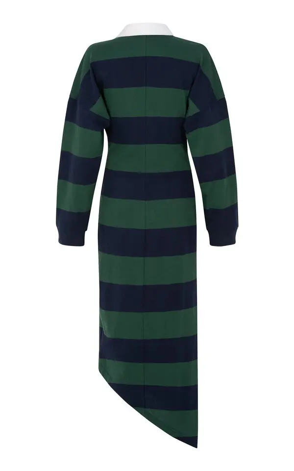 A.W.A.K.E. Mode Twisted Collar Cotton Midi Dress