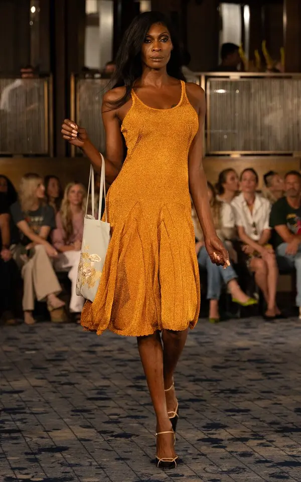 CONNER IVES Metallic Tank Knit Midi Dress