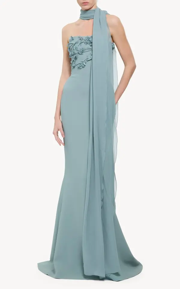 Elie Saab Beaded Cady Maxi Dress