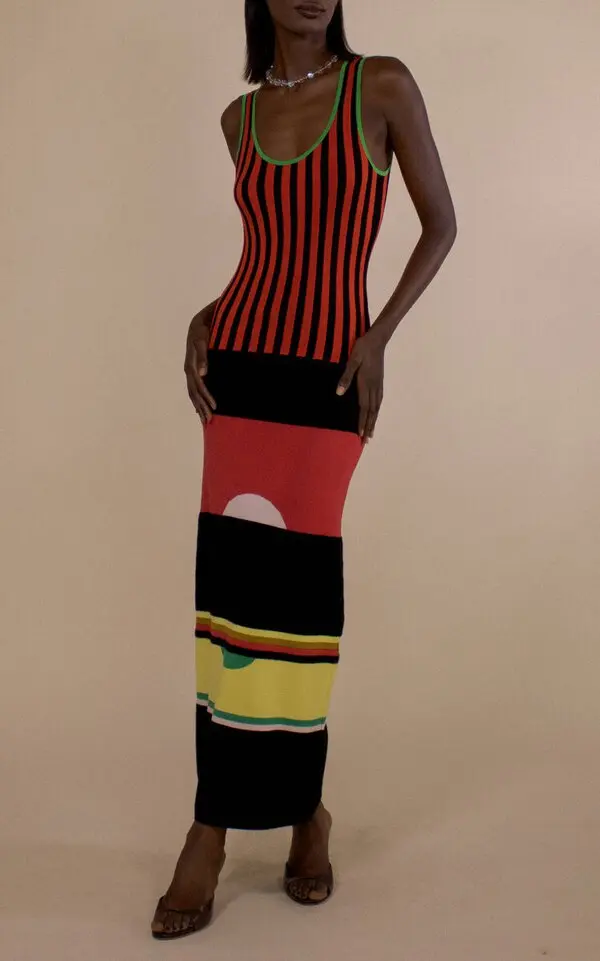 Christopher John Rogers Totem Knit Cashmere Maxi Skirt