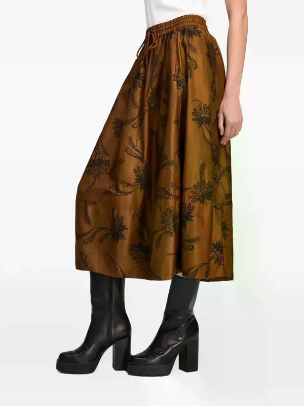 Cinq À Sept Sirani Paisley Fan Embroidered Midi Skirt