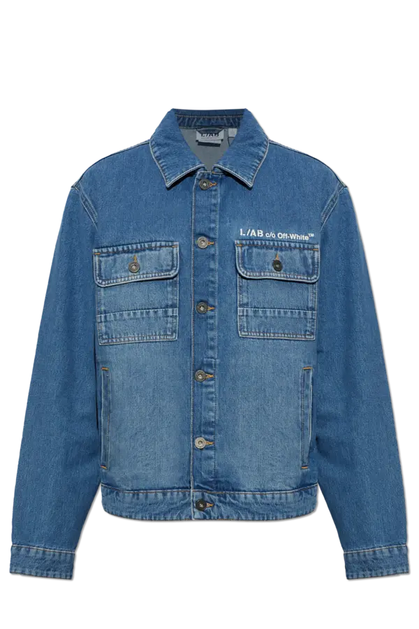 L/AB C/O OFF-WHITE Denim Jacket With Printed Logo - Blue