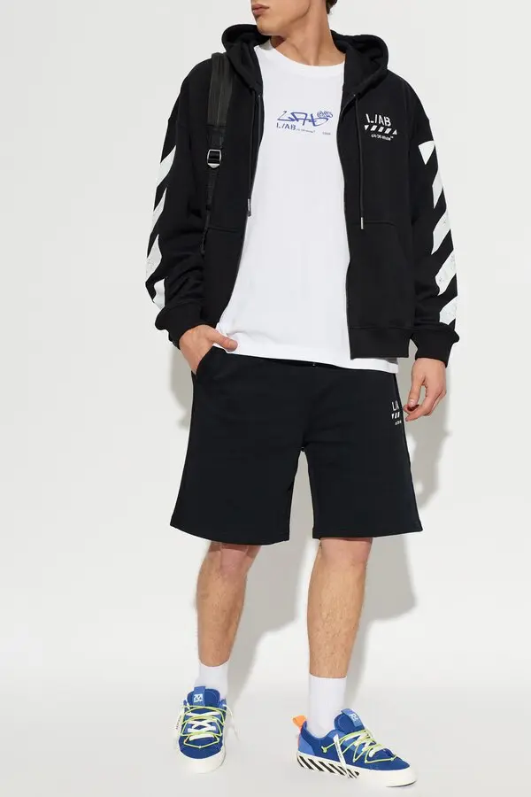 L/AB C/O OFF-WHITE Hooded Zip-up Sweatshirt