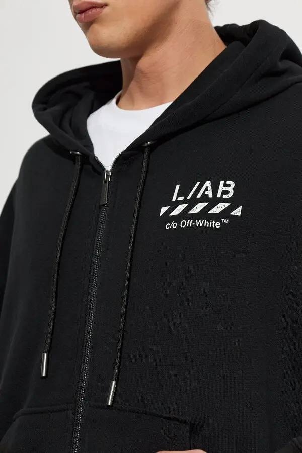 L/AB C/O OFF-WHITE Hooded Zip-up Sweatshirt