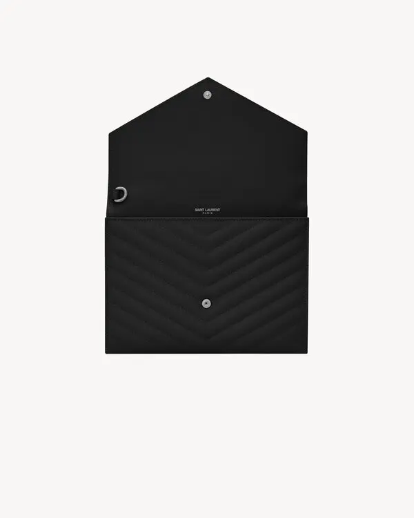 Saint Laurent Cassandre Matelassé Flap Pouch In Grain De Poudre Leather