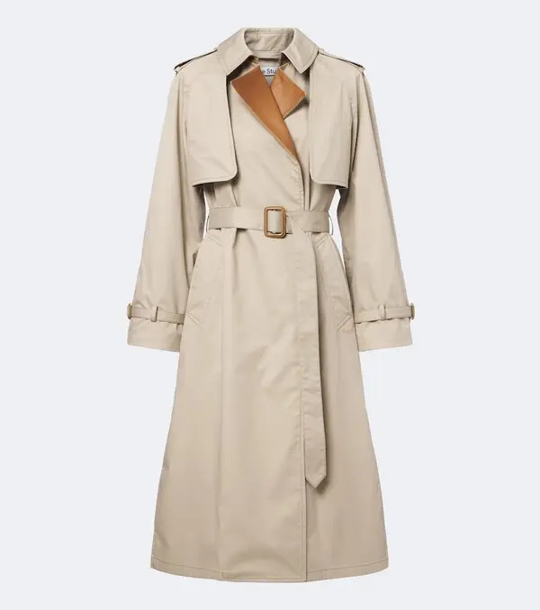Acne Studios Leather-trimmed Twill Trench Coat