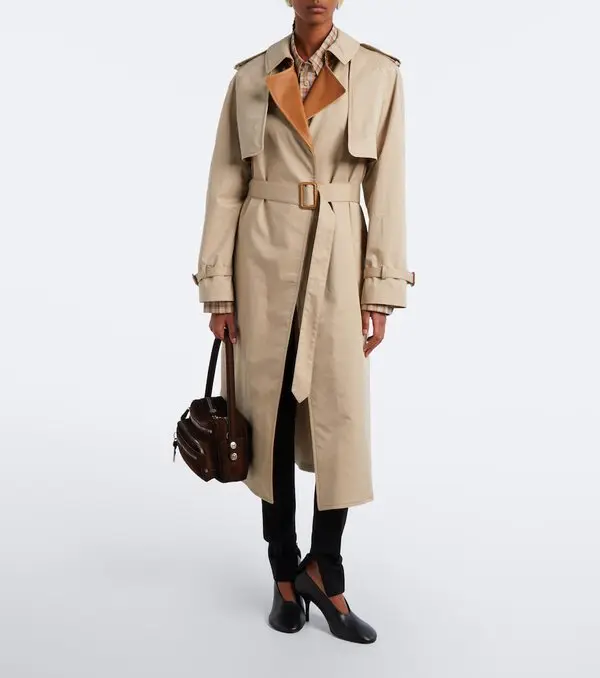 Acne Studios Leather-trimmed Twill Trench Coat