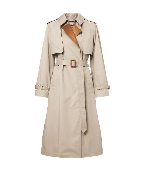 Acne Studios Leather-trimmed Twill Trench Coat - Beige