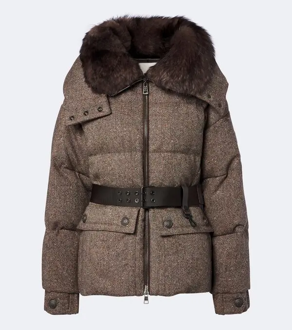 Moncler Gelise Hooded Virgin Wool Down Jacket - Brown