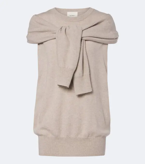 LISA YANG Othelia Caped Cashmere Sweater - Beige