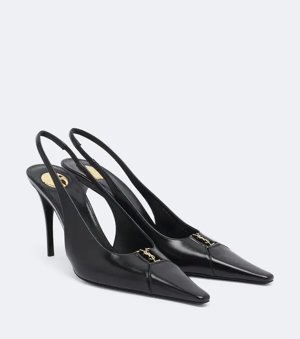 Saint Laurent Cassandre Leather Slingback Pumps - Black