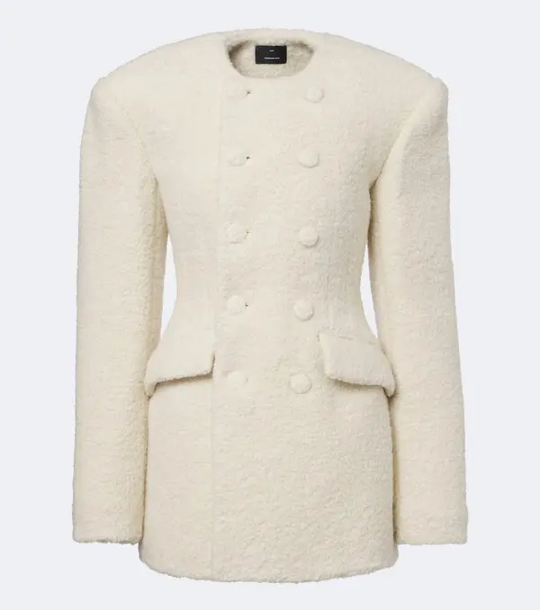 Wardrobe.NYC Alpaca And Wool-blend Bouclé Blazer Dress - White