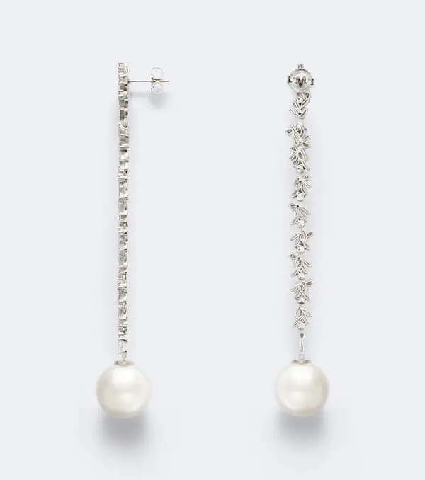 SUZANNE KALAN 18kt Gold Drop Earrings With Diamonds And Pearls