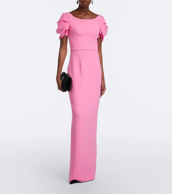 Safiyaa Vanina Belted Draped Crêpe Gown